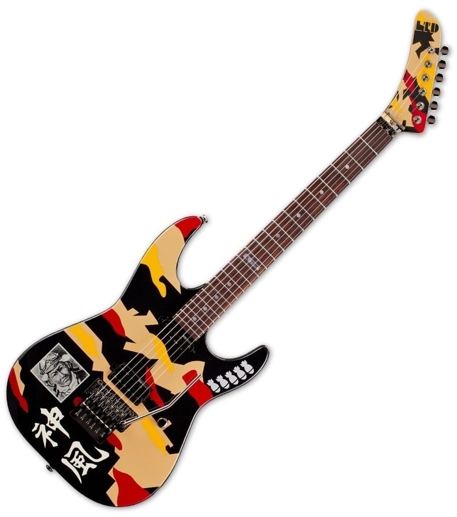 ESP LTD GL-200K Black w/ Kamikaze Graphic - Muziker