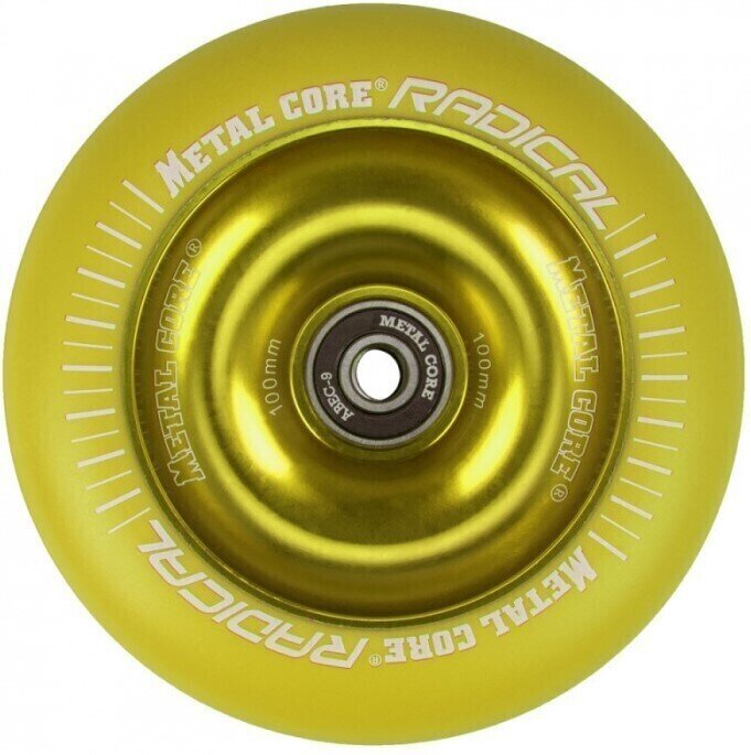 Metal Core Radical Yellow/Yellow Fluorescent Scooter Wheel - Muziker