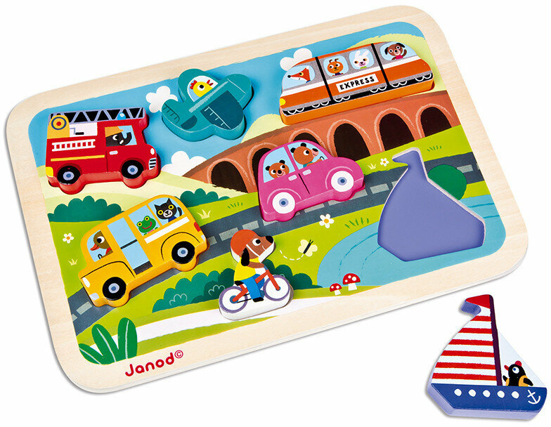 Janod Puzzle Cars 7 Parts - Muziker